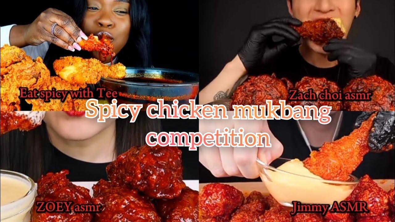 SPICY CHICKEN MUKBANG competition 🥵🔥 Nuclear fire sauce 🥵🥵 - YouTube