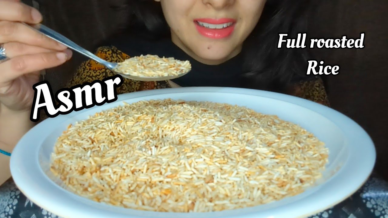 Asmr raw rice eating || Roasted basmati rice || crispy sound || mouth ...