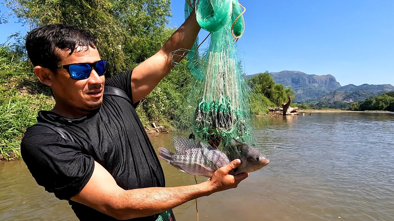 PESCANDO EN EL RÍO MÁS HERMOSO DE EL SALVADOR! HACIENDO UN BANQUITO ...