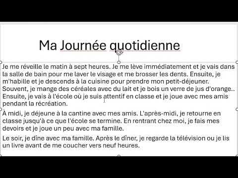 Ma Journée quotidienne French Essay on Daily Routine A1 level - YouTube