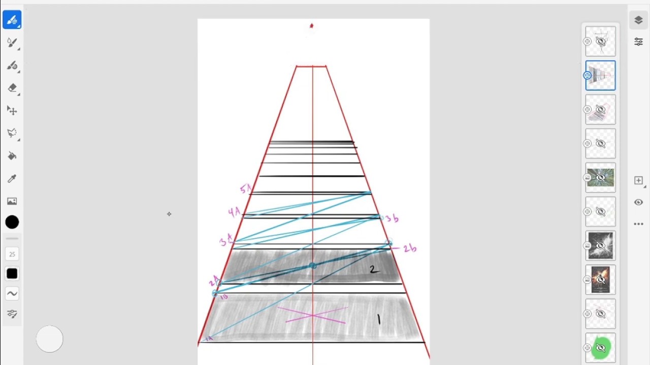 One-Point Perspective - How to Divide Space of an Object in Perspective ...