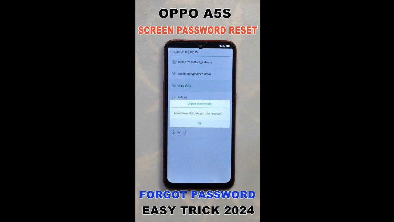 OPPO A5S HARD RESET FORGOT PASSWORD SCREEN UNLOCK 🔓 EASY TRICK 2024 ...