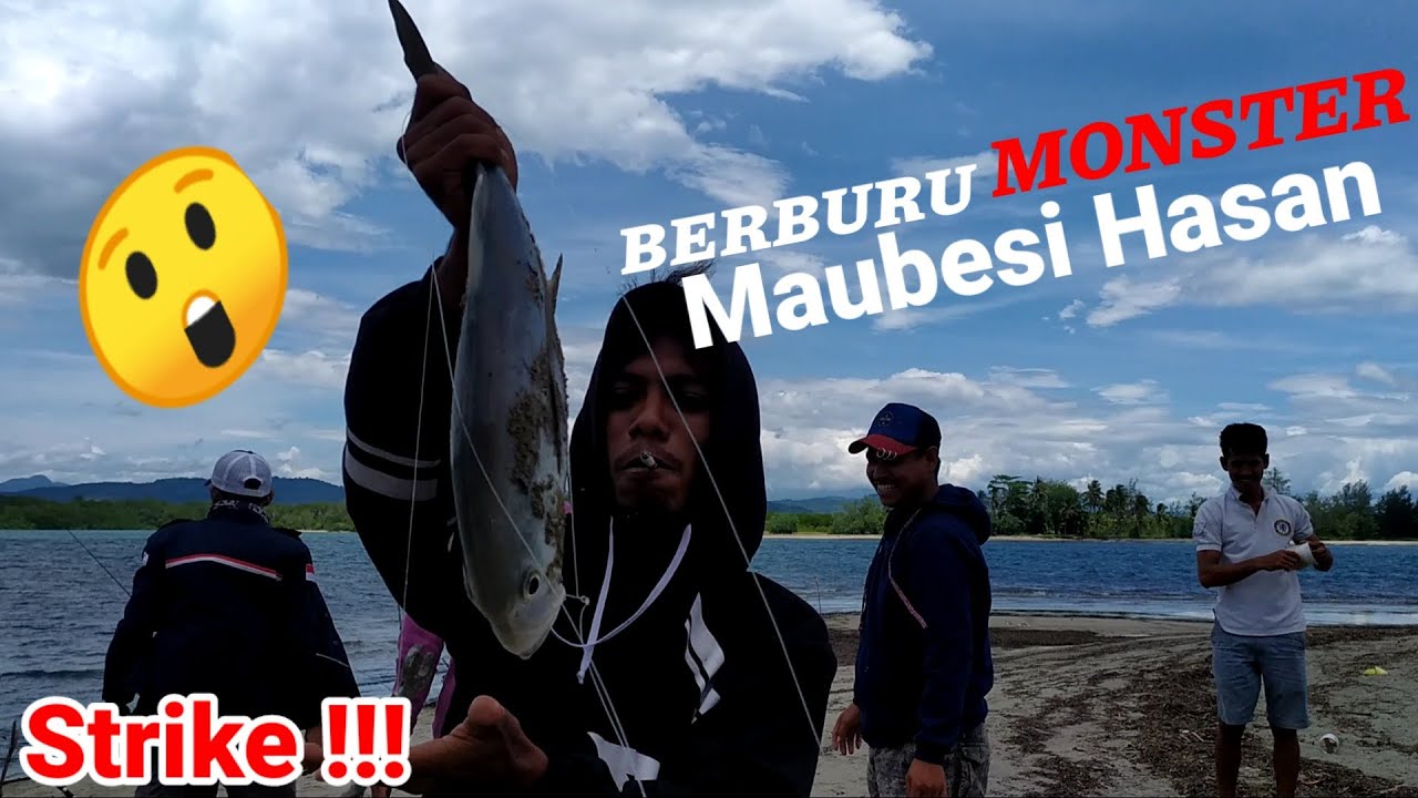 Mancing ikan Gergahing/GT di Teluk Maubesi - YouTube