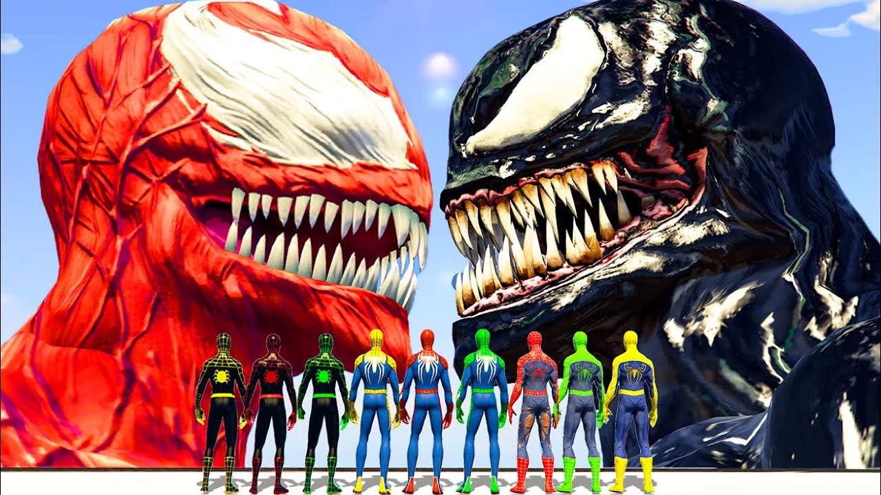 Spiderman & Spider-Man Miles Morales vs Venom vs Carnage - YouTube