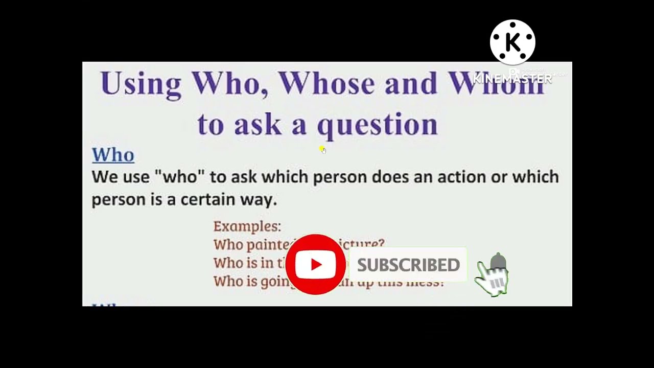 Who, Whose, Whom - English Grammar Lesson With Examples - Very ...