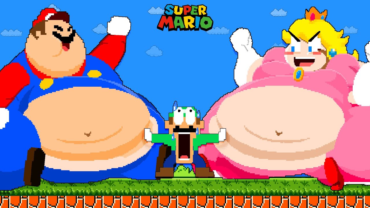 What if Fat mario VS Fat peach - Poor Luigi 🤣🤣 | Game Animation - YouTube