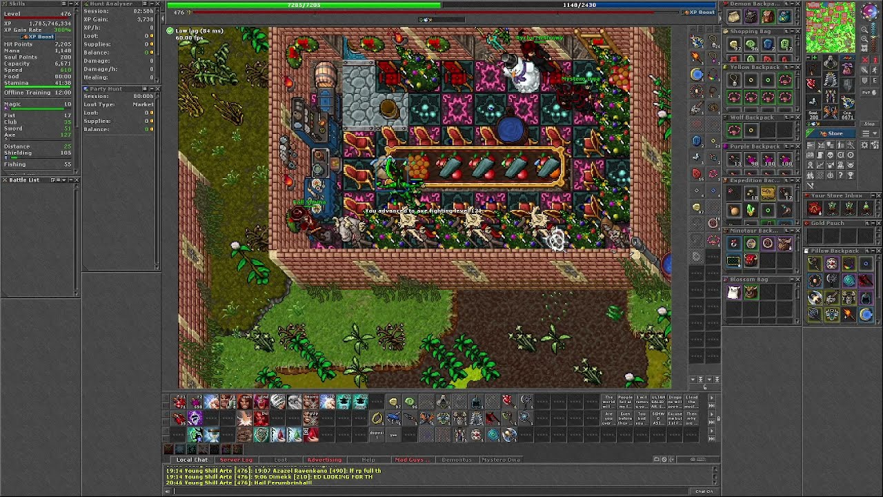 Tibia EK Advanced 119 to 120 axe fighting - YouTube