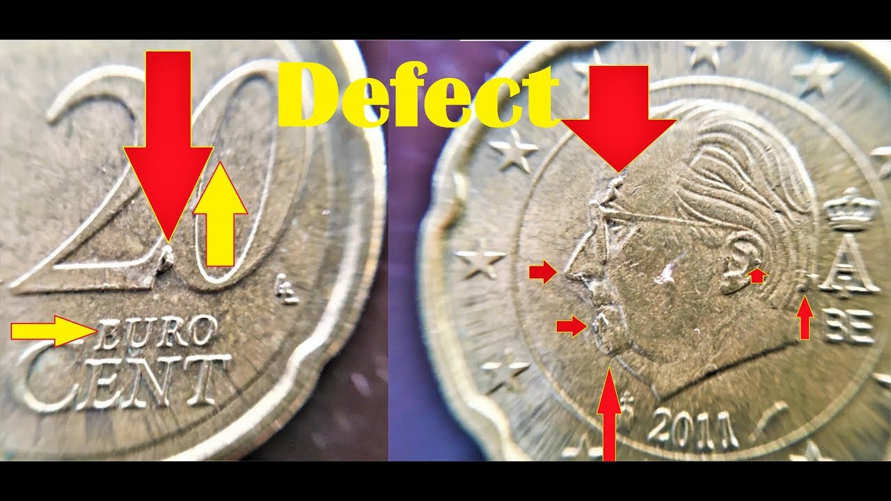 20 Cents Belgium 2011 Defects Defective coin difettoso Defekt ...