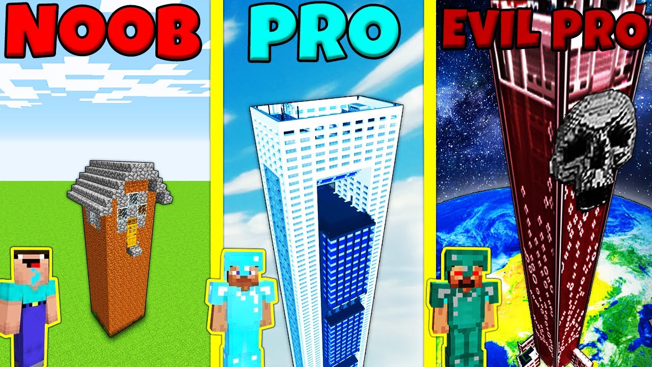 Minecraft Battle: NOOB vs PRO vs EVIL PRO: THE MOST TALL HOUSE BUILD ...