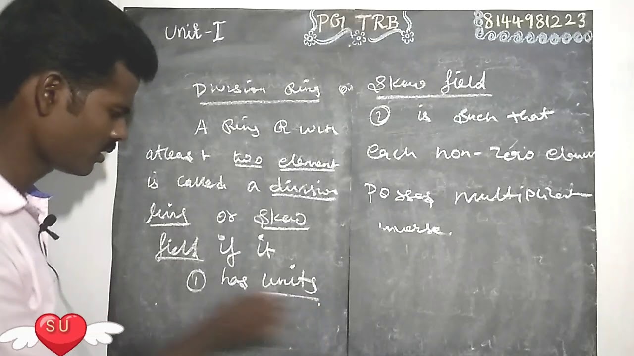 PGTRB Maths Division Ring and skew Field - YouTube