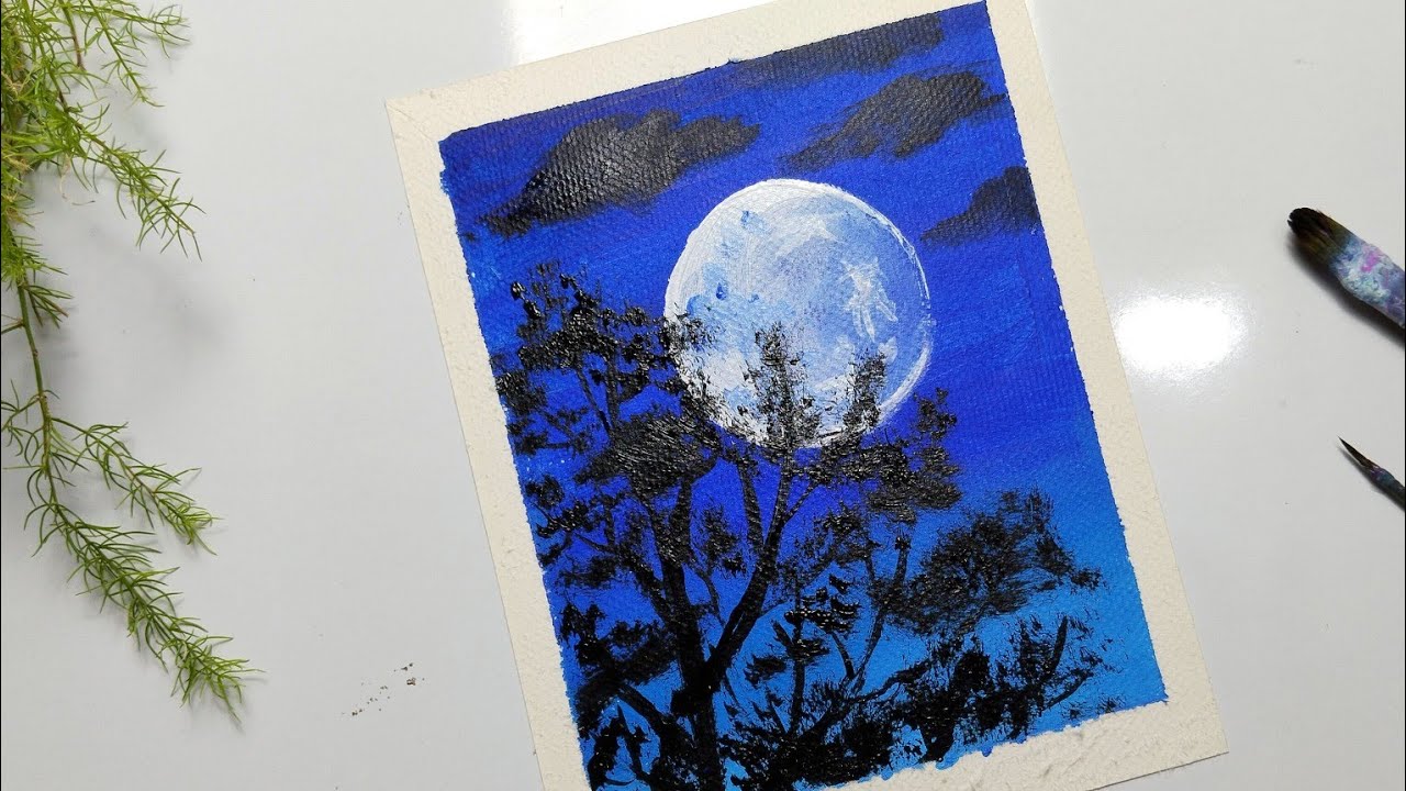Easy moon painting | acrylic painting tutorial | Tasmias arttopia - YouTube