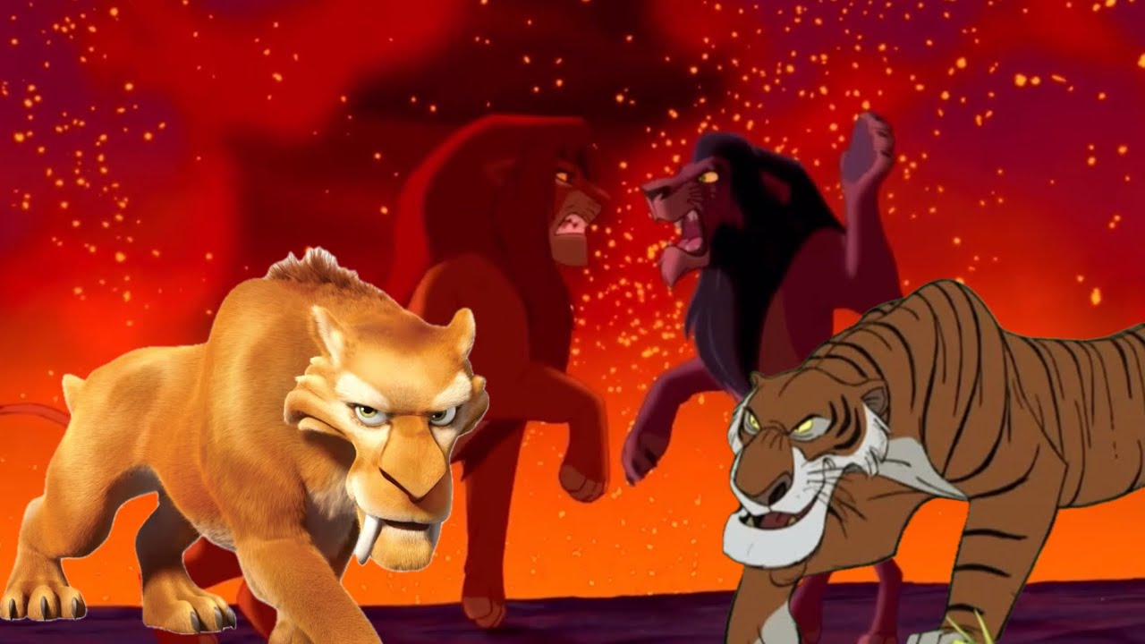 Simba and Diego vs. Scar and Shere Khan - YouTube