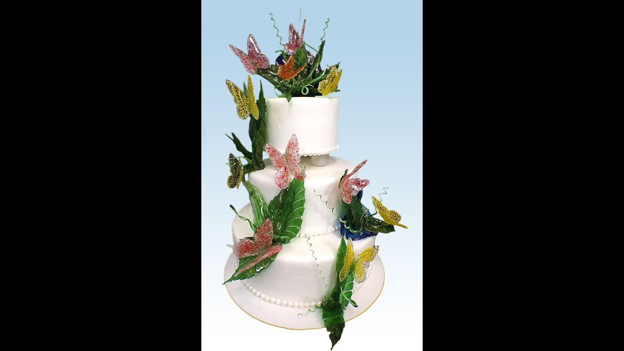Sugar Craft Isomalt Butterflies Wedding Cake Decorating How-To Video ...