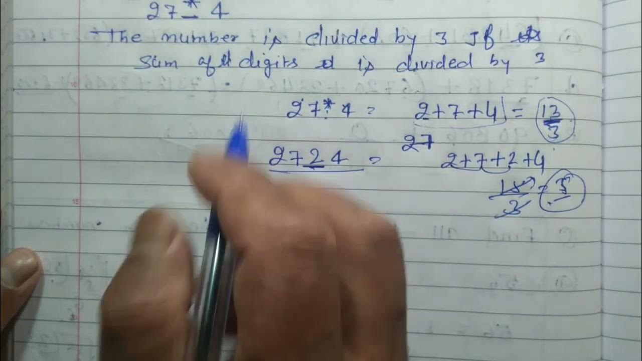 Replace * by the smallest number to make it divisible by 3 - YouTube