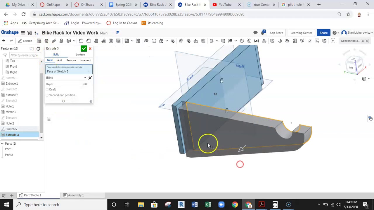 OnShape - Model Bike Rack Arm - YouTube