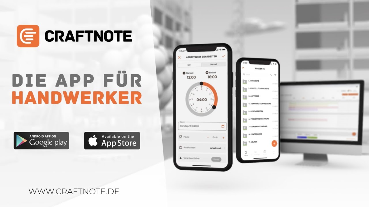Craftnote: Digitale Bauakte, Plantafel, Zeiterfassung, Aufgabenverwaltung. - YouTube