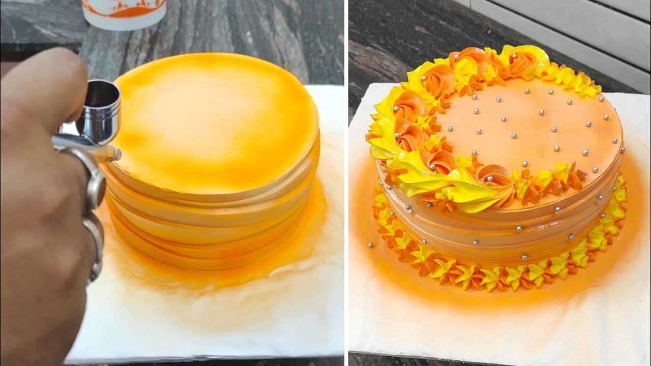 Yellow Orange Colour Combination | Best Design Cake Idea - YouTube