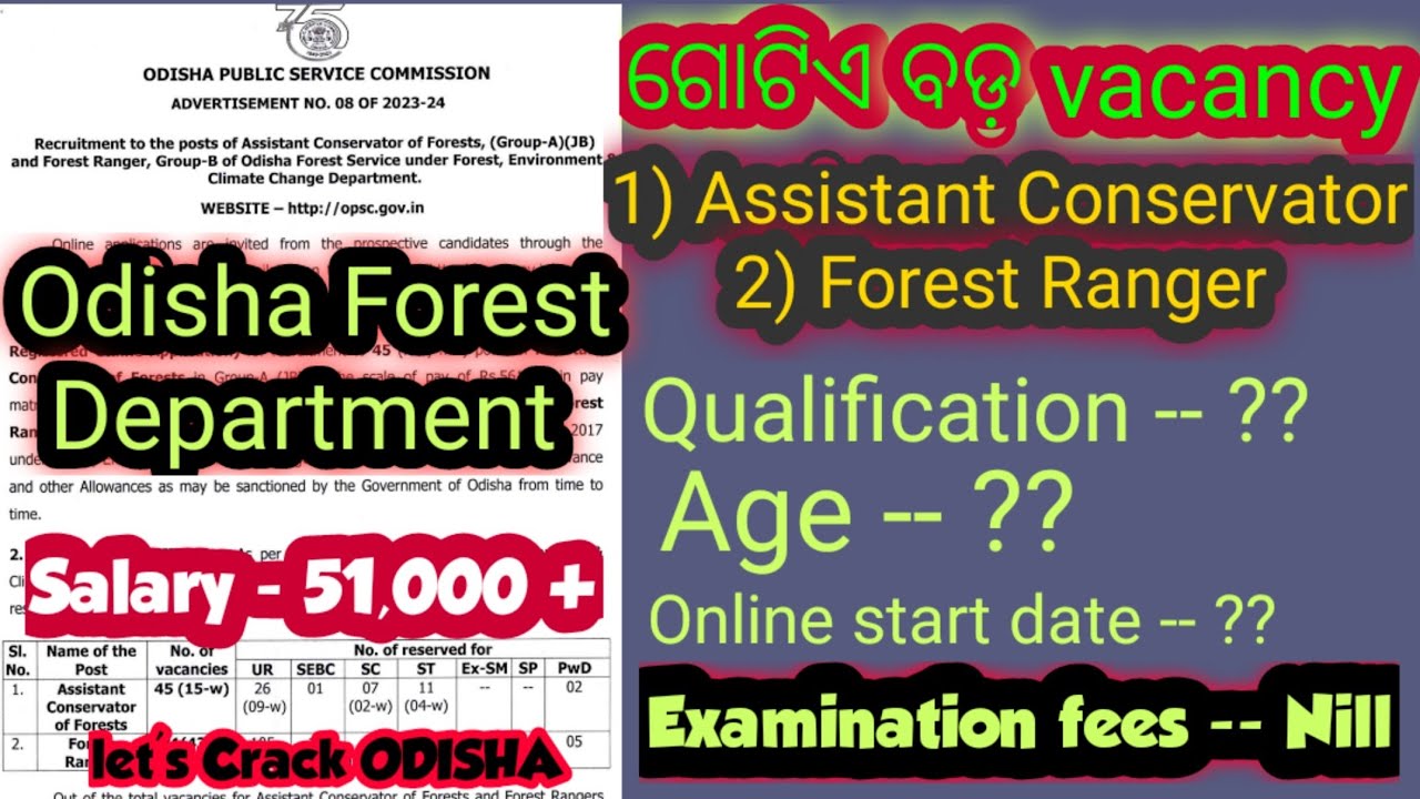 OPSC New vacancy | Odisha Forest Service | Forest Ranger | Assistant ...