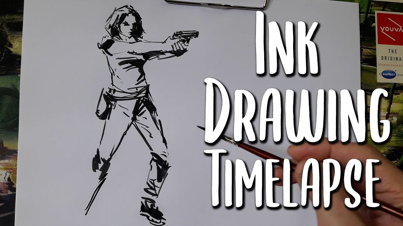 Ink Drawing time-lapse - YouTube