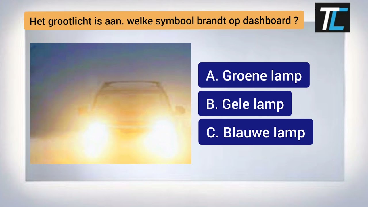 Het grootlicht is aan. Welke symbool brandt op dashboard ? v21 over ...
