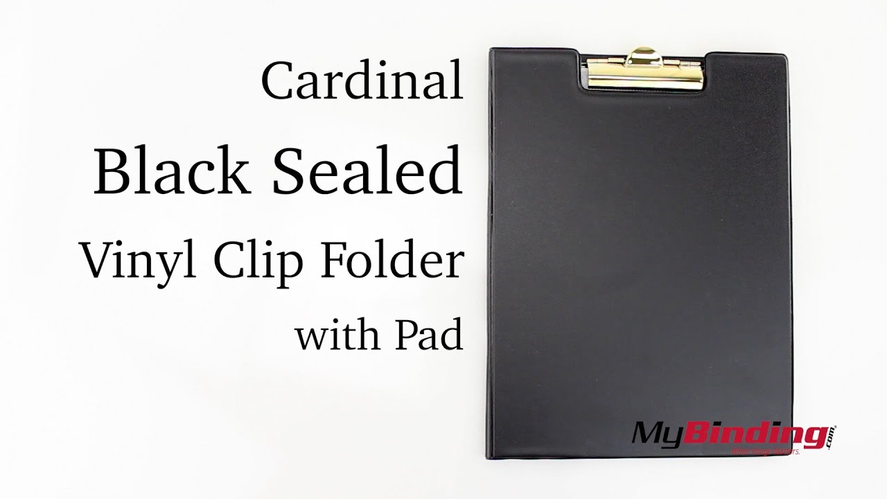 Cardinal Black Sealed Vinyl Clip Folder with Pad - YouTube