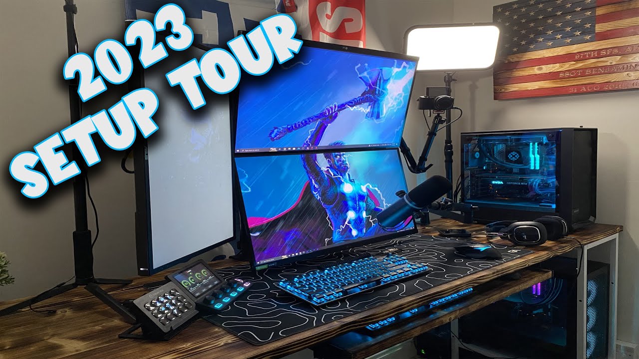 My DREAM Streaming Setup & CUSTOM Gaming Desk Tour - 2023 - YouTube