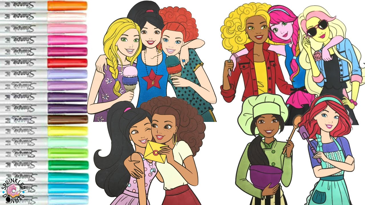 Barbie and Friends Makeover Coloring Book Compilation Disney Princess ...