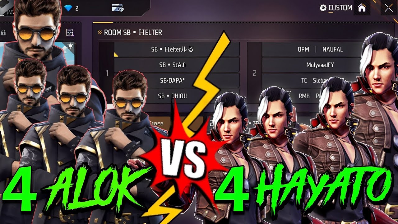 4 ALOK (VS) 4 HAYATO | FREE FIRE INDONESIA🇲🇨 - YouTube