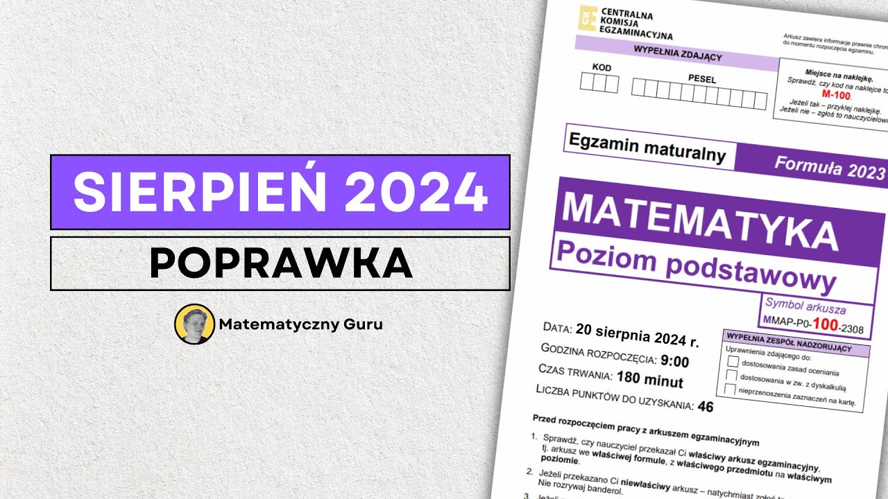 Sierpień 2024 - ODPOWIEDZI - matura poprawkowa z matematyki rozwiązania ...