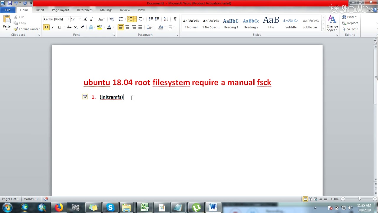 ubuntu 18.04 root file system on /dev/sda1 requires a manual fsck - YouTube