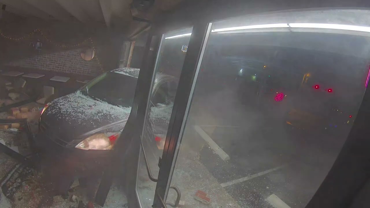 Surveillance Video Shows Car Crash Into Nashville Donut Shop - YouTube