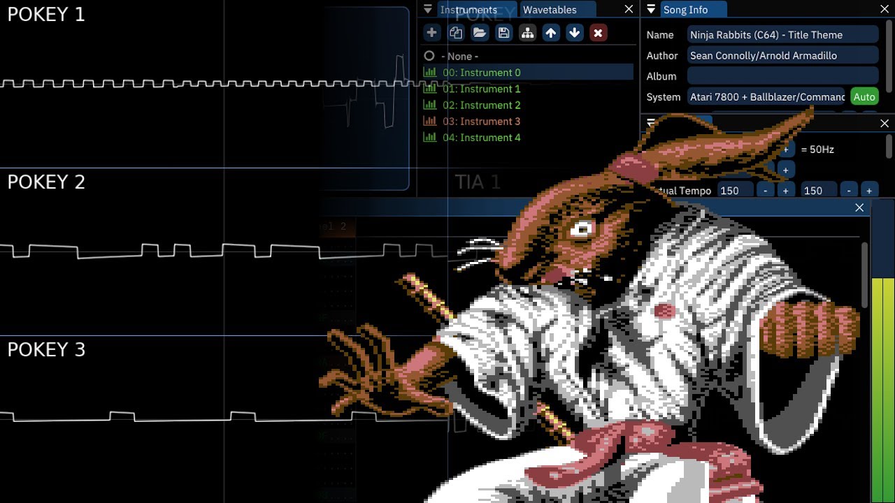 Ninja Rabbits (C64) - Title Theme (POKEY/TIA Cover) (Oscilloscope View ...