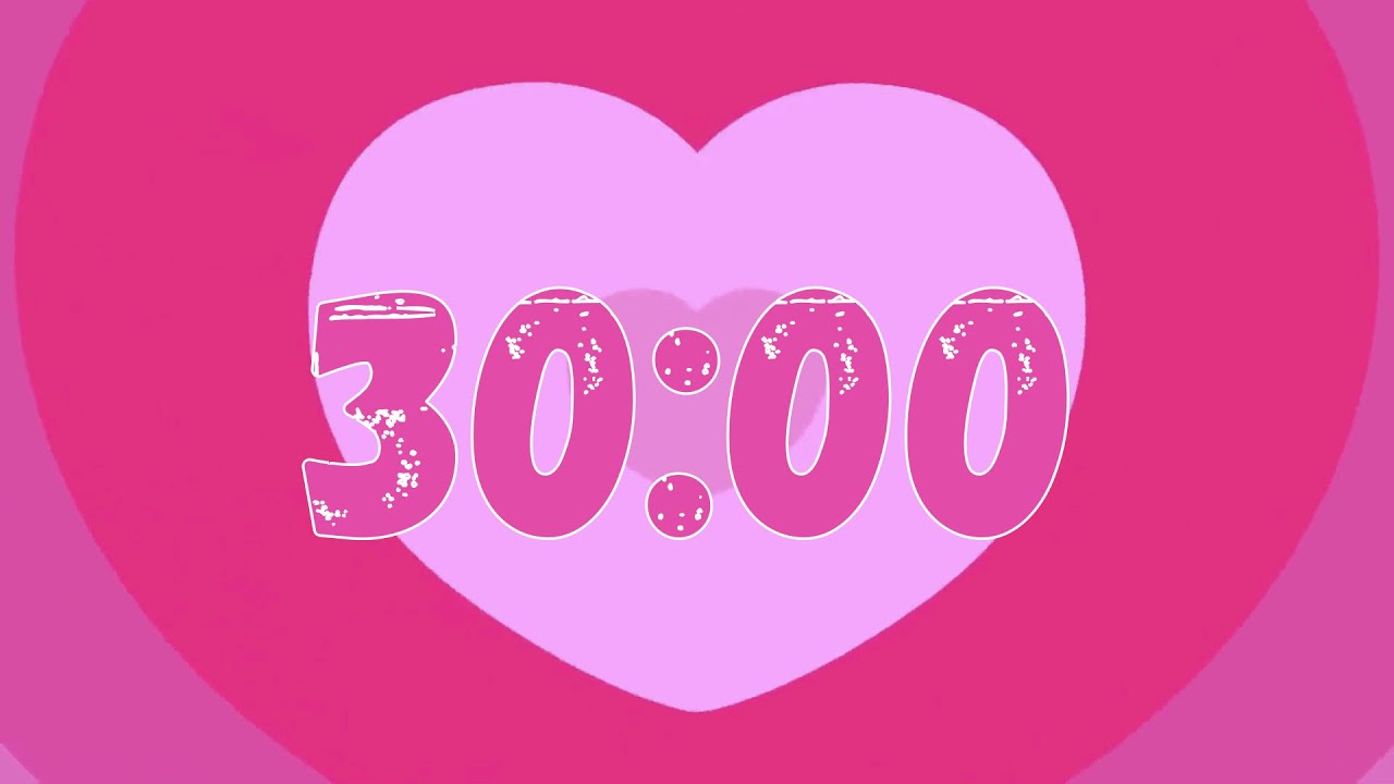 30 Minute Countdown Timer | Pink Hearts Animation | No music - YouTube