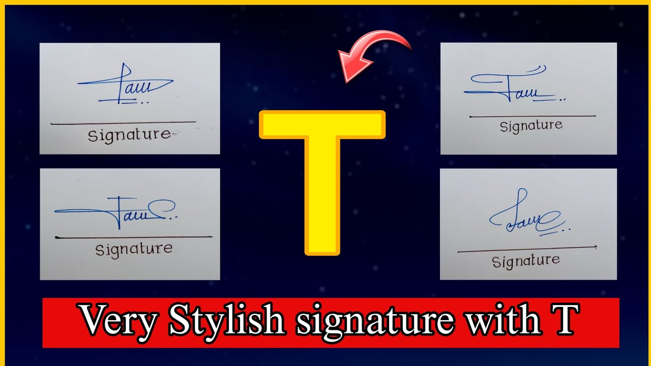 T letter signature style || How to draw T signature step by step ...