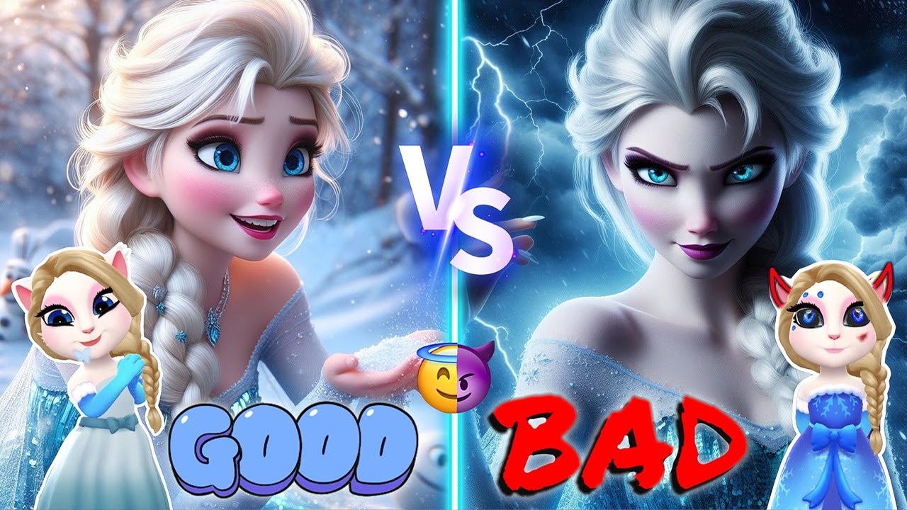 My Talking Angela’m 2 || Frozen Of Good Elsa ️ Vs Bad Elsa 👿 Vs Angela ...