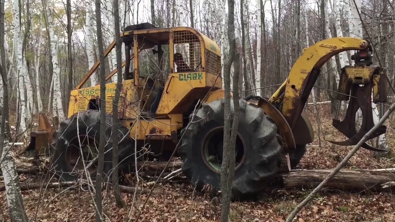 Small Logging Operation with Clark 666c - YouTube