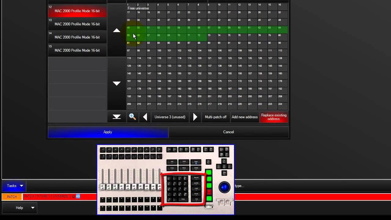 1.22 Adding and patching fixtures using the tasks button - YouTube