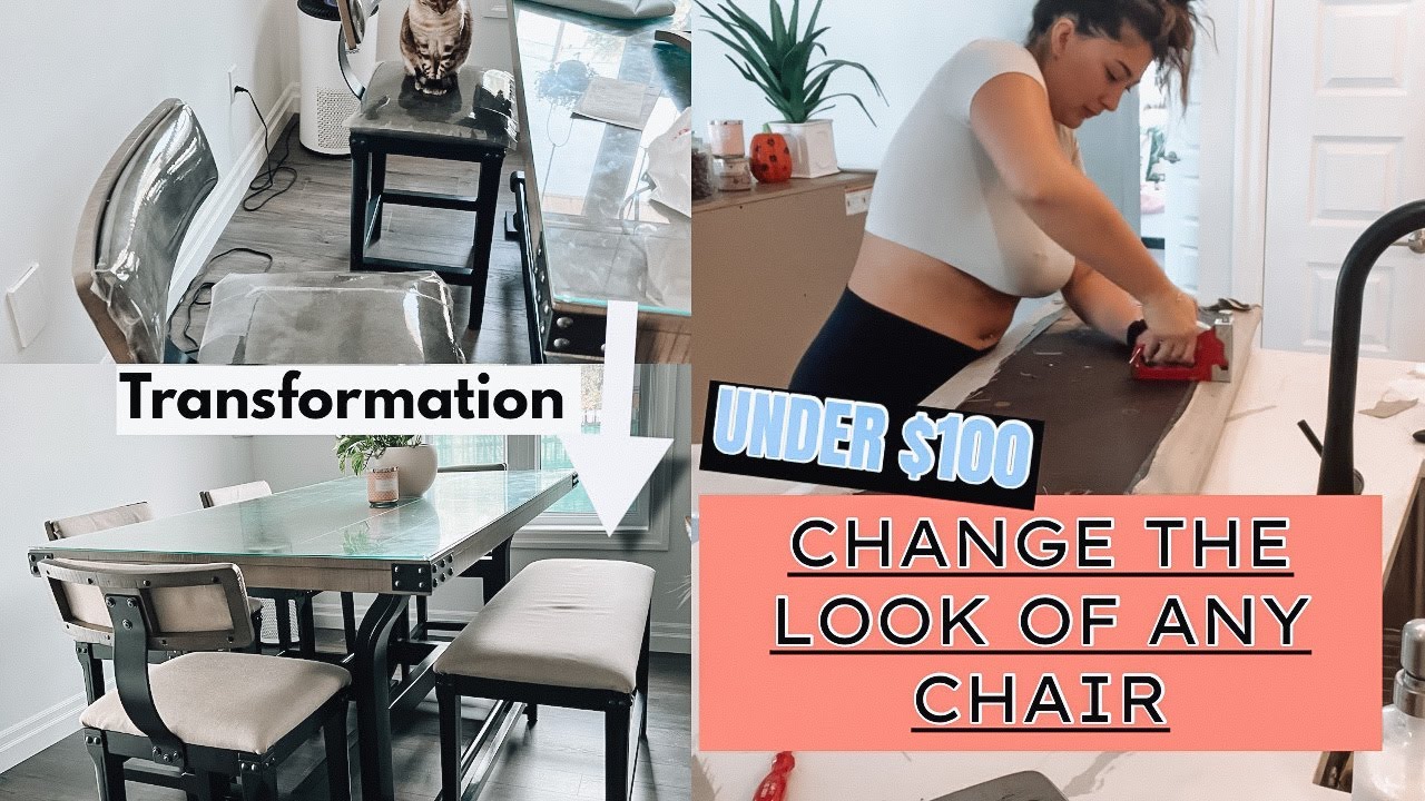 Transforming Our Table For Under $100 | HOW TO REUPHOLSTER ANY CHAIR ...