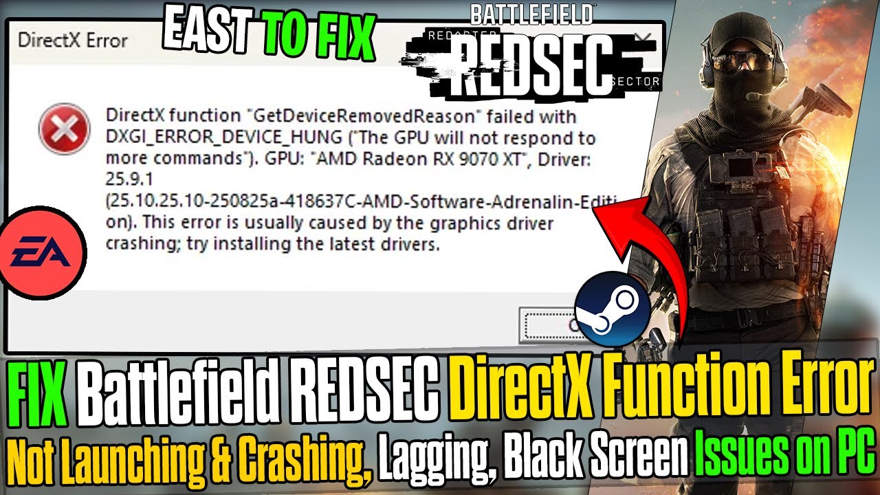 🚀 Battlefield REDSEC DirectX Crash Fix | DXGI_ERROR_DEVICE_HUNG & Startup Errors (2025) - YouTube