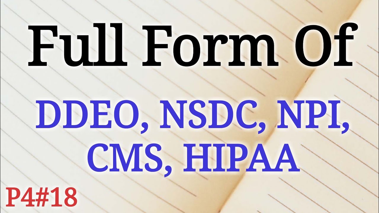 Full Form DDEO, NSDC, NPI, CMS, HIPAA | Full Form Gk in Hindi | Mahipal ...