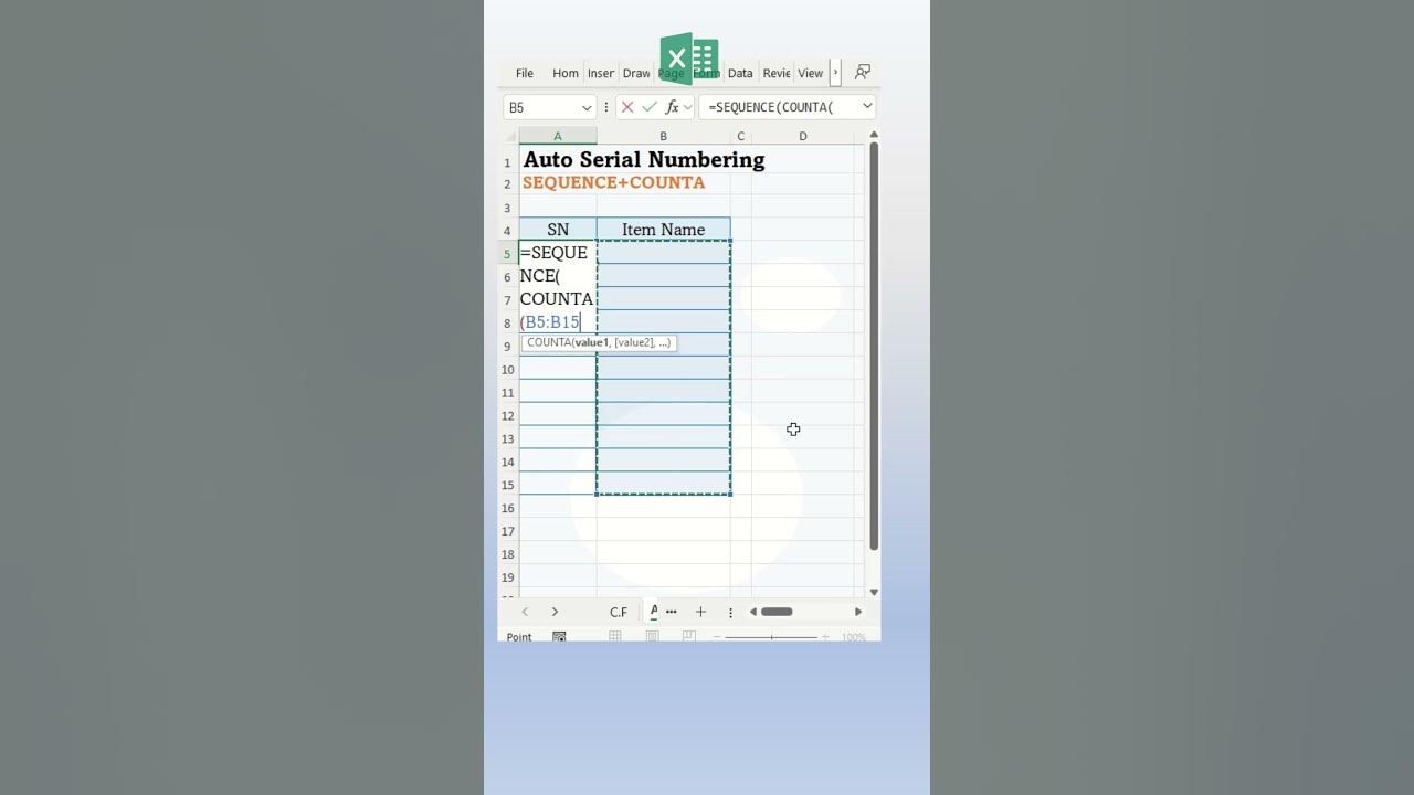 Auto Appearing Serial Number in Excel #exceltech#exceltips #viralshorts - YouTube