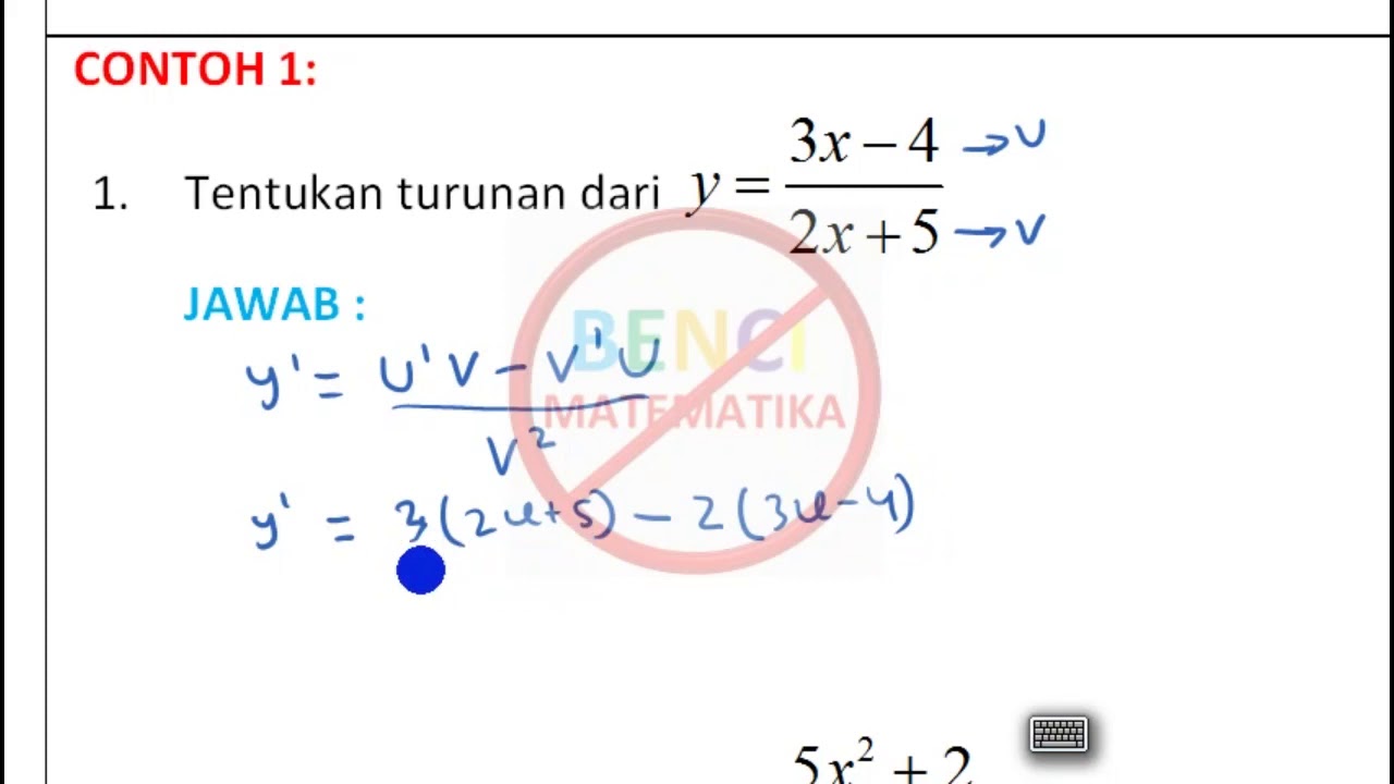 Turunan bentuk pembagian contoh 1 no 1 - YouTube