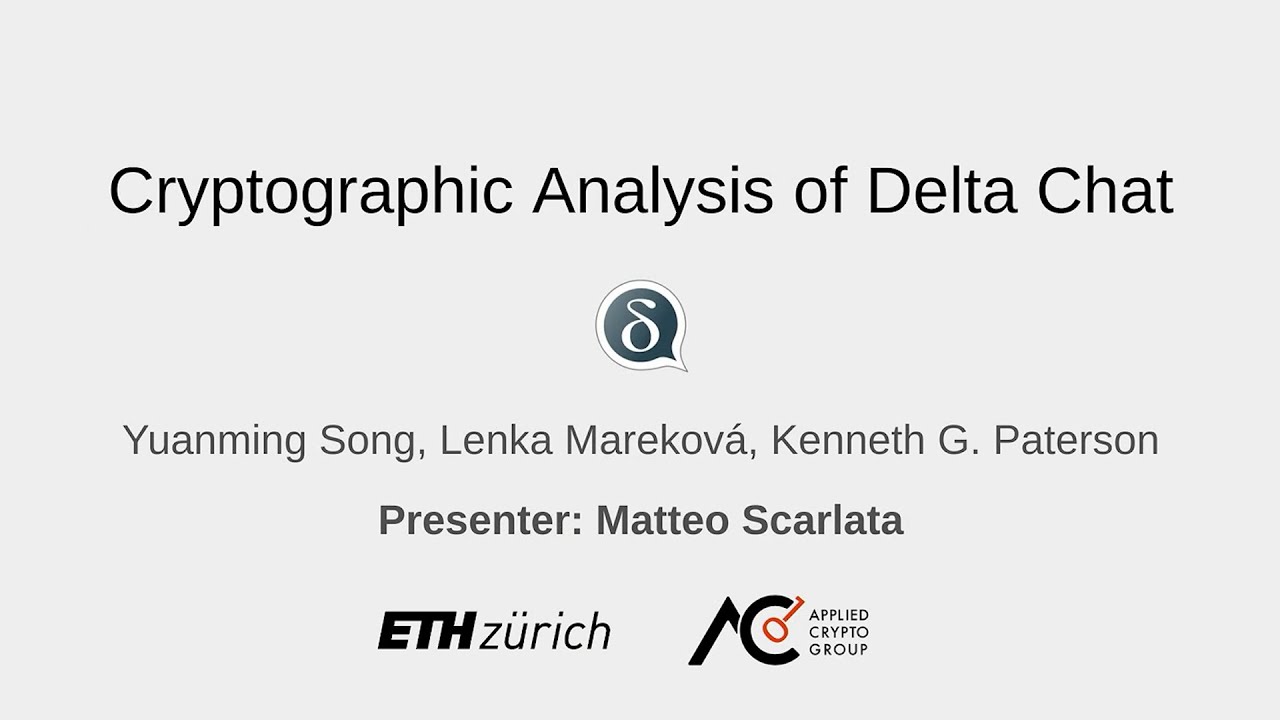 USENIX Security '24 - Cryptographic Analysis of Delta Chat - YouTube