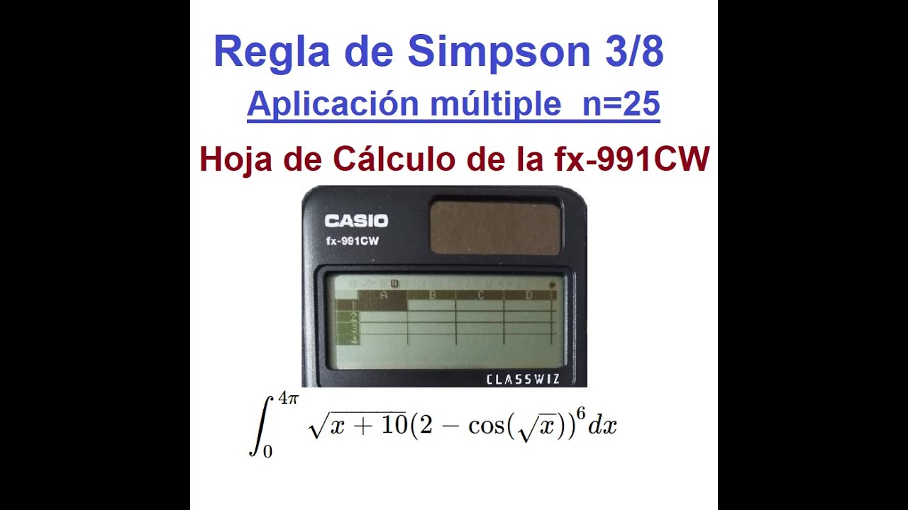 CALCULADORAS - Integración numérica por Regla de Simpson 3/8 - Ejemplo ...