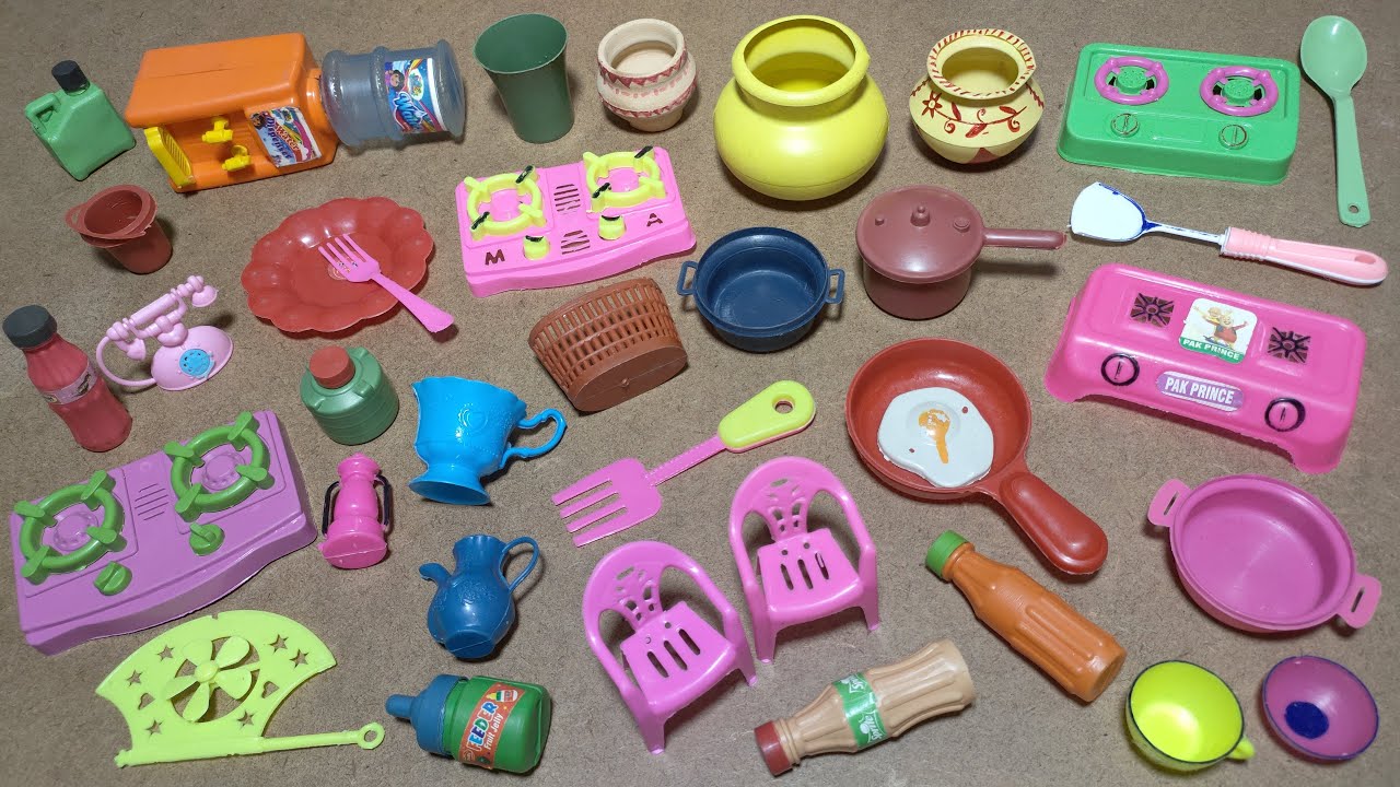 4 Minutes Unboxing Mini Kitchen Set Toy| Miniature Plastic Kitchen Set ...