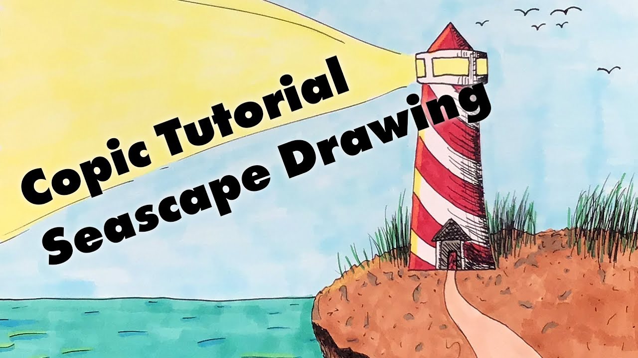 How to Draw a Lighthouse - Inking and Coloring Tutorial - YouTube