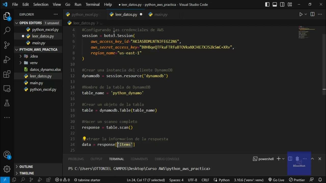 Python Video 34 Leer Datos de una Tabla de DynamoDB, Pandas, MatplotLib ...