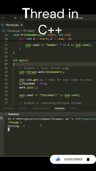 C Tips Std Thread Example Shorts Cpp Cppcoding Programming Youtube