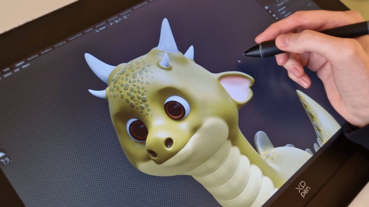 3D Dinosaur Sculpting using a Pen Display Tablet | Blender Timelapse ...