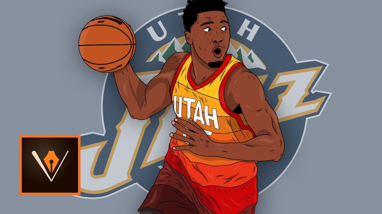 Adobe Draw Donovan Mitchell Realistic Cartoon Drawing 🏀 - YouTube